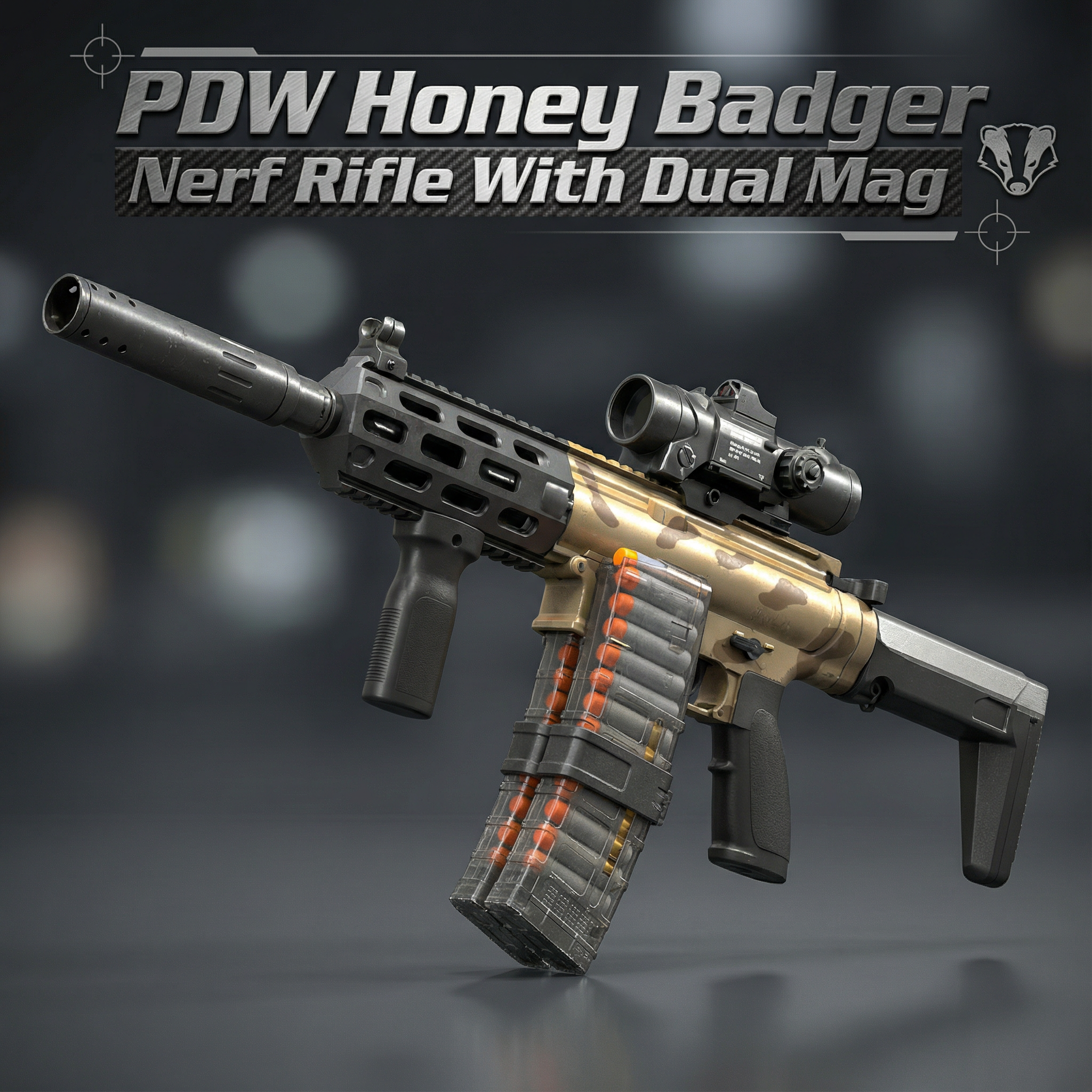 PDW Honey Badger Nerf Rifle With Dual Mag – rng