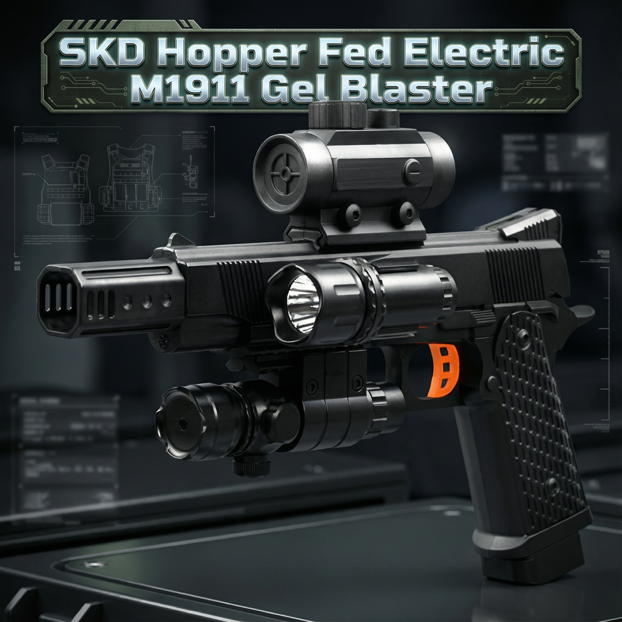 SKD Hopper Fed Electric M1911 Gel Blaster Pistol – rng