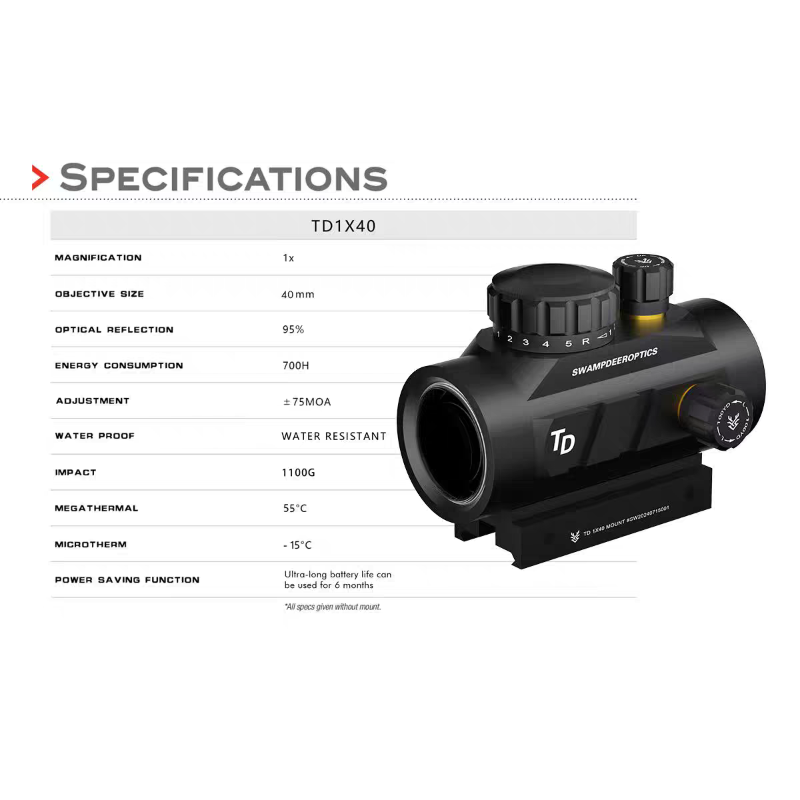 SD TD 1X40 Tactical Red Green Holographic Sight – rng