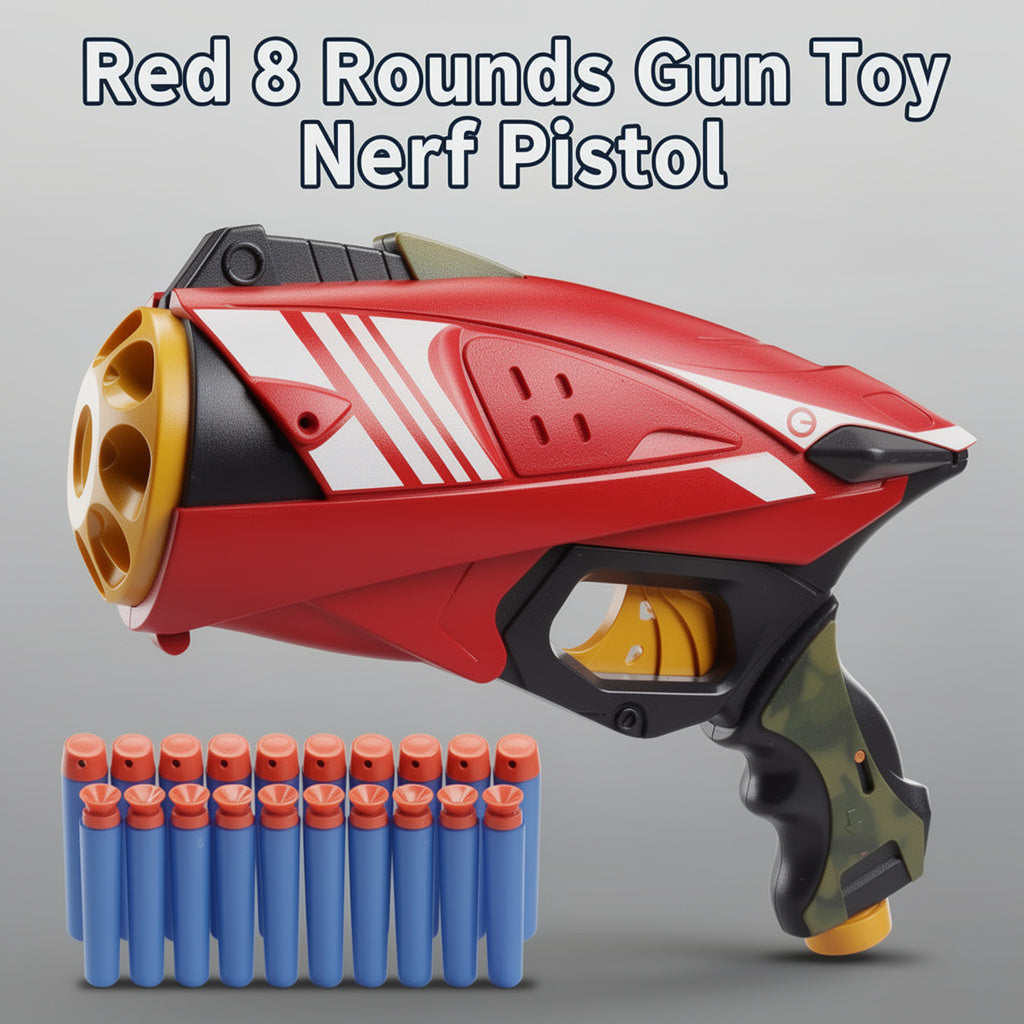 Red 8 Rounds Gun Toy Nerf Pistol - Children's Toy Gun - Rng – rng